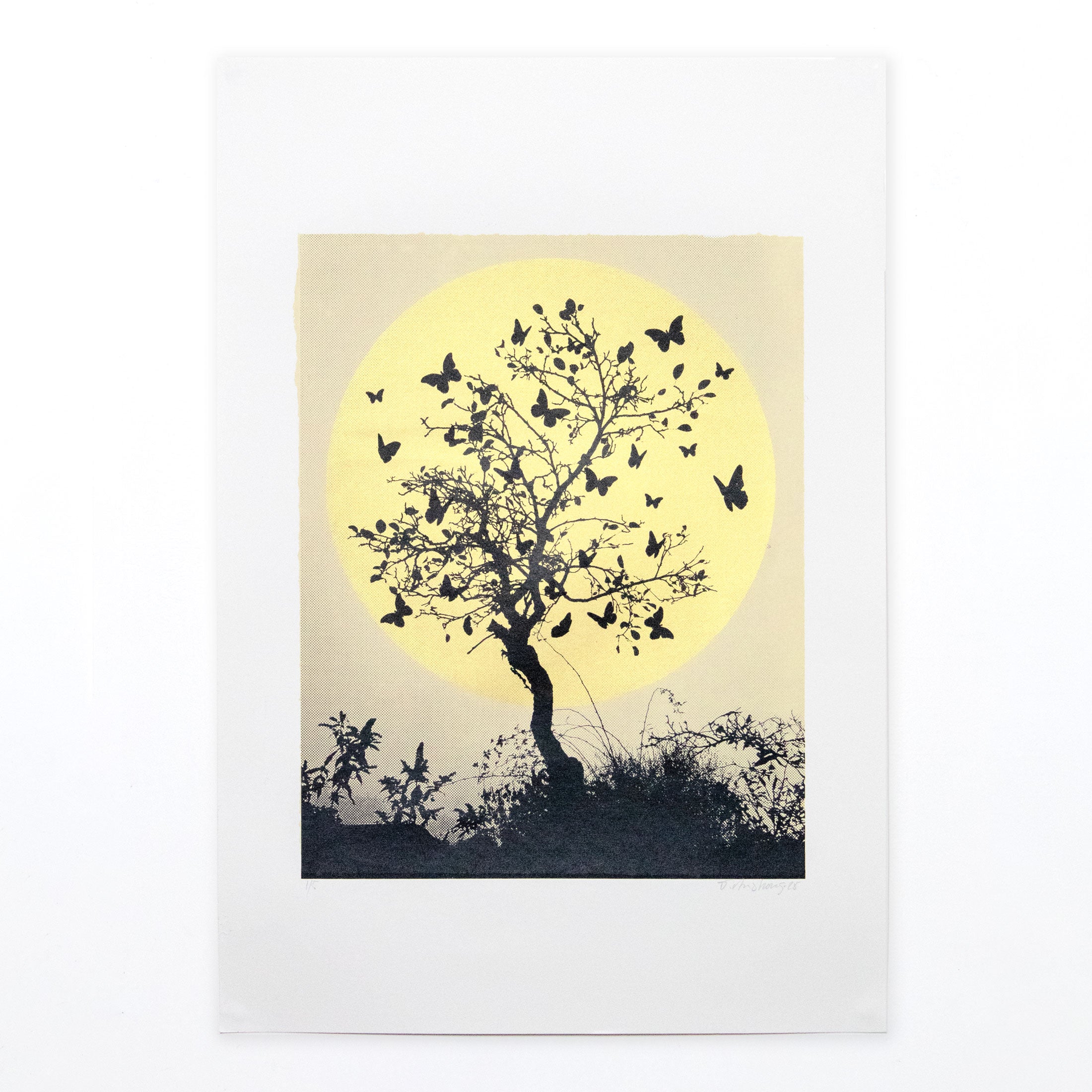 Jonathan Armstrong | Tree & Moths with Gold Moon – TAP Galleries